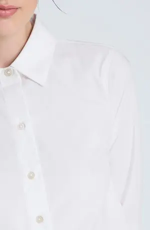 KENNETH COLE Shaped Cotton Blend Button-up Shirt