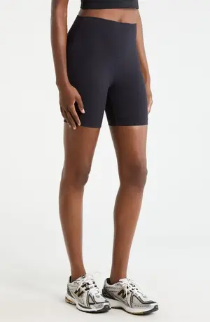 MPG Ribbed High-waist Shorts - Black
