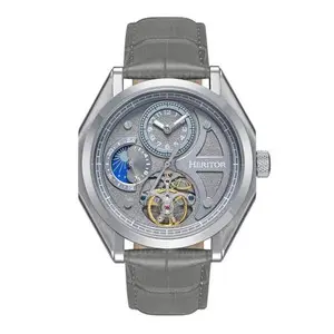 HERITOR AUTOMATIC Stainless Steel And Leather Strap Watch - Grey