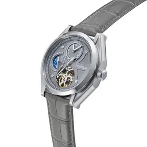 HERITOR AUTOMATIC Stainless Steel And Leather Strap Watch - Grey