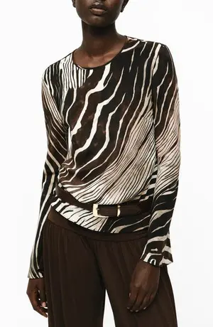 Mango Zebra Print Top