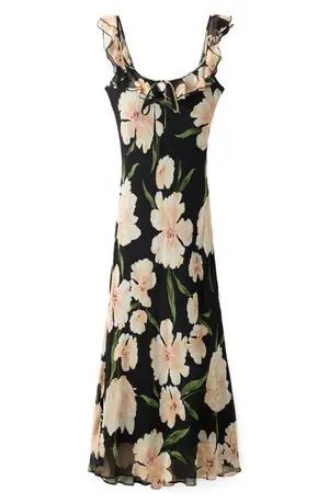 Mango Floral Print Ruffle Dress