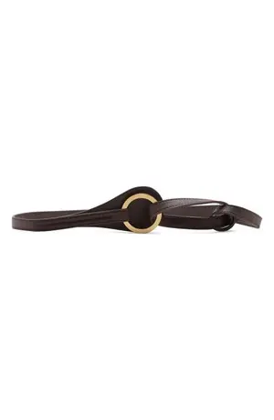 Mango Slim Faux Leather Belt - Chocolate