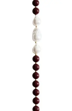 Mango Bead And Faux Pearl Necklace