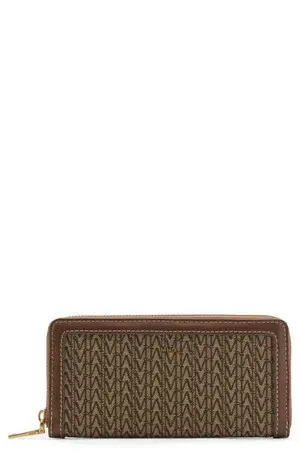 Mango Large Logo Jacquard Zip Wallet - Chocolate