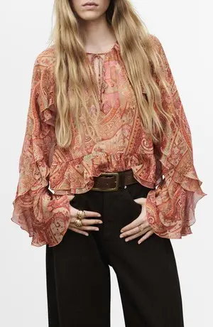Mango Paisley Print Long Sleeve Shirt