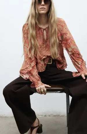 Mango Paisley Print Long Sleeve Shirt