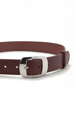 Mango Square Buckle Belt - Brown