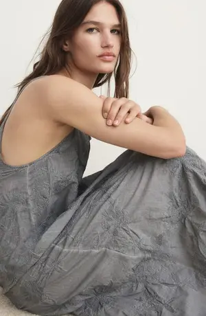 Mango Overdyed Embroidered Cotton Nightgown