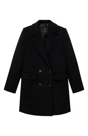 Mango Double-breasted Coat - Black