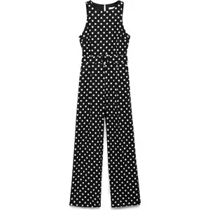 Mango Sleeveless Polka Dot Linen-blend Jumpsuit - Black