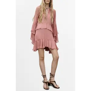 Mango Ruffle Long Sleeve Dress