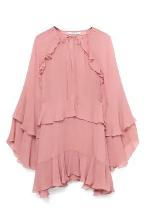 Mango Ruffle Long Sleeve Dress