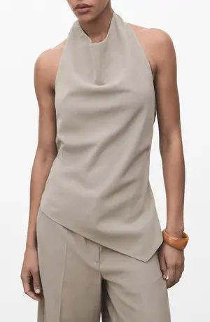 Mango Asymmetric Open Back Halter Top