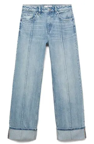 Mango Cuffed Seamed Wide-leg Jeans