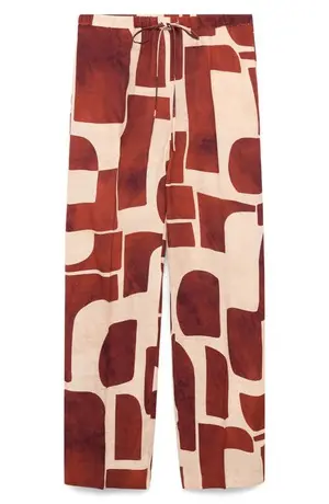 Mango Geometric Print Wide-leg Drawstring Pants