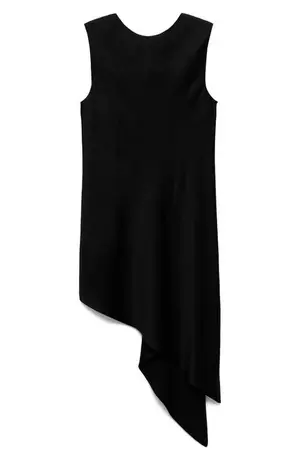 Mango Tie-back Asymmetric Satin Top - Black