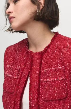 Mango Frayed Tweed Jacket