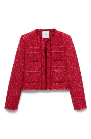 Mango Frayed Tweed Jacket