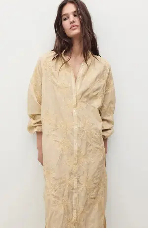 Mango Overdyed Embroidered Cotton Nightgown