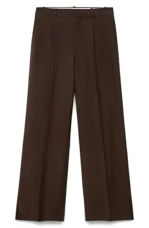 Mango Pleated Straight-leg Lyocell Blend Suit Pants