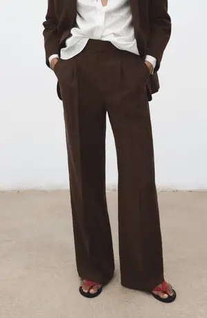 Mango Pleated Straight-leg Lyocell Blend Suit Pants