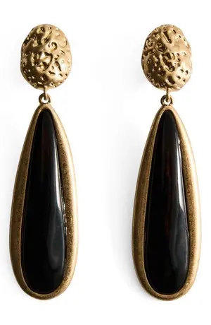 Mango Resin Pendant Drop Earrings - Gold