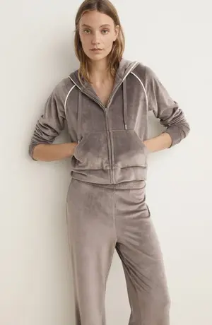 Mango Soft Touch Velour Pajama Pants