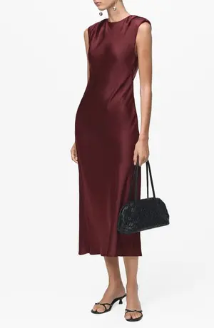 Mango Satin Dress - Maroon