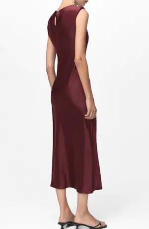 Mango Satin Dress - Maroon