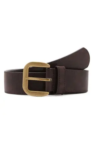 Mango Faux Leather Belt - Chocolate