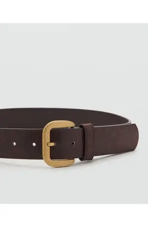 Mango Faux Leather Belt - Chocolate