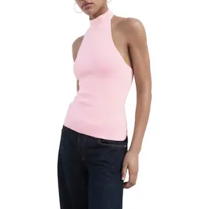 Mango Mock Neck Rib Halter Top