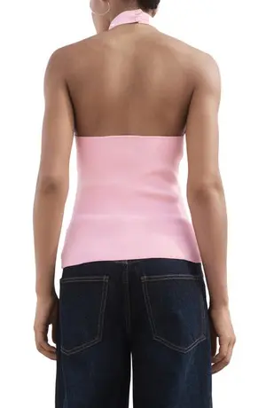 Mango Mock Neck Rib Halter Top