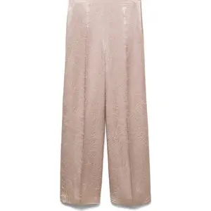 Mango Crinkle Satin Wide-leg Pants
