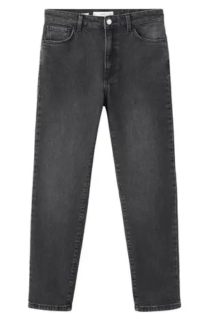 Mango Claudia Crop Slim-fit Jeans - Black Denim