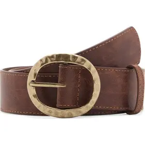 Mango Textured Faux Leather Belt With Round Buckle - Brown