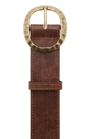 Mango Textured Faux Leather Belt With Round Buckle