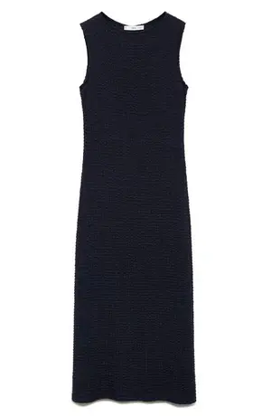 Mango Texture Sleeveless Maxi Dress - Navy