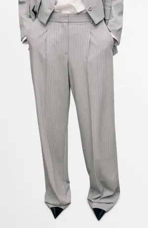 Mango Pinstriped Pants For Women