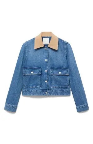 Mango Denim Jacket With Corduroy Collar