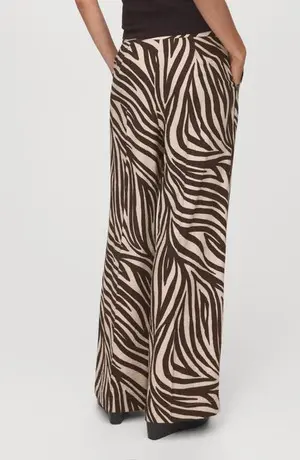 Mango Zebra Print Straight Leg Trousers