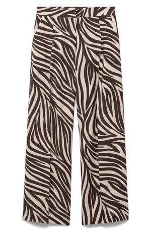 Mango Zebra Print Straight Leg Trousers