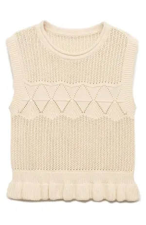 Mango Ruffle Open Stitch Sweater Vest