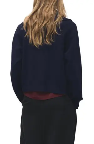 Mango Quarter Zip Stand Collar Sweatshirt - Navy