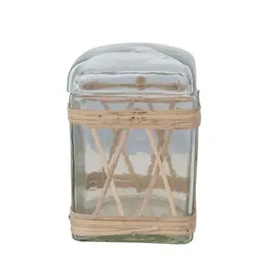 STORIED HOME Wrapped Glass Jar With Lid - Clear