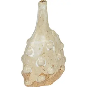 STORIED HOME Stoneware Vase With Raised Dots And Reactive Glaze - White