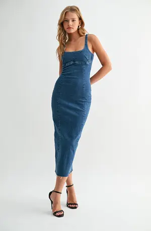JEMINA DENIM Seamed Denim Dress