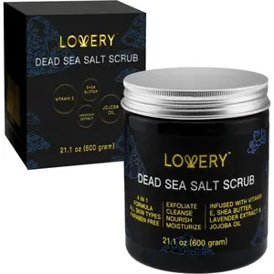 LOVERY Lavender Dead Sea Salt Scrub22oz Skin Exfoliation - Black