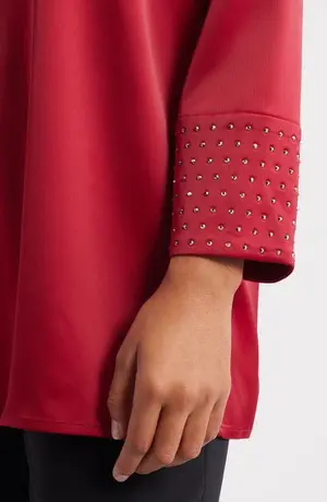 Anne Klein Embellished Cuff Tunic Top